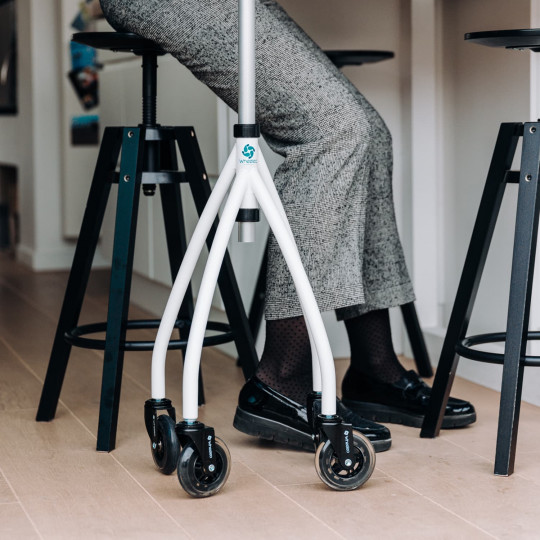 Canne quadripode à roulettes Wheeleo - Canne de marche