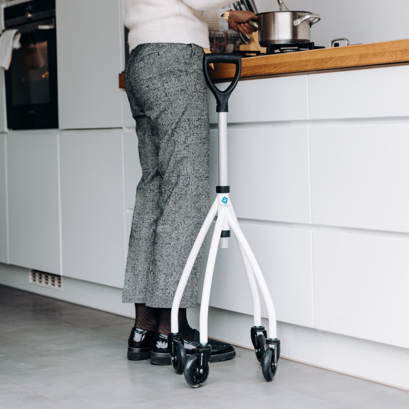 Canne quadripode à roulettes Wheeleo - Canne de marche